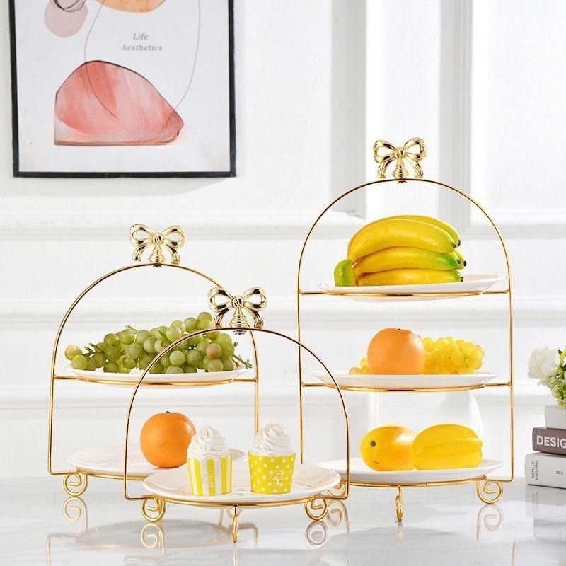 Jual Tempat Kue Pita Unik Mewah Keramik Kombinasi Gold Unik Cake Stand Gold Putih Tier Gold Pita ...