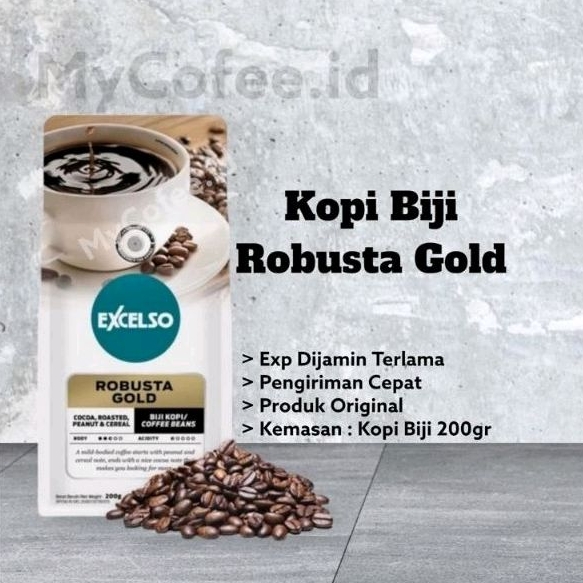 Jual Kopi Biji Excelso Robusta Gold 200g | Shopee Indonesia