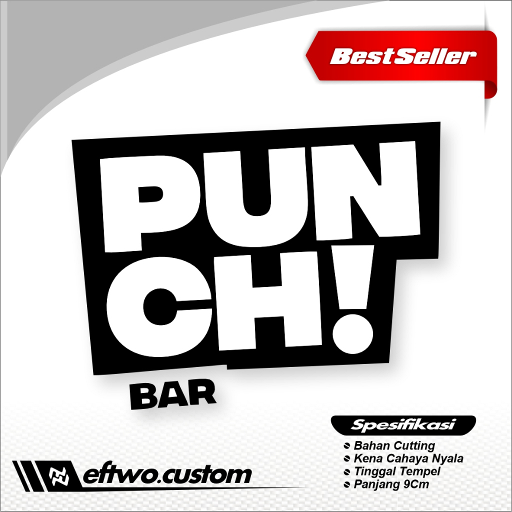 Jual Cutting Sticker PUNCH! BAR Ukuran 9 Cm STIKER REFLEKTIF | Shopee ...