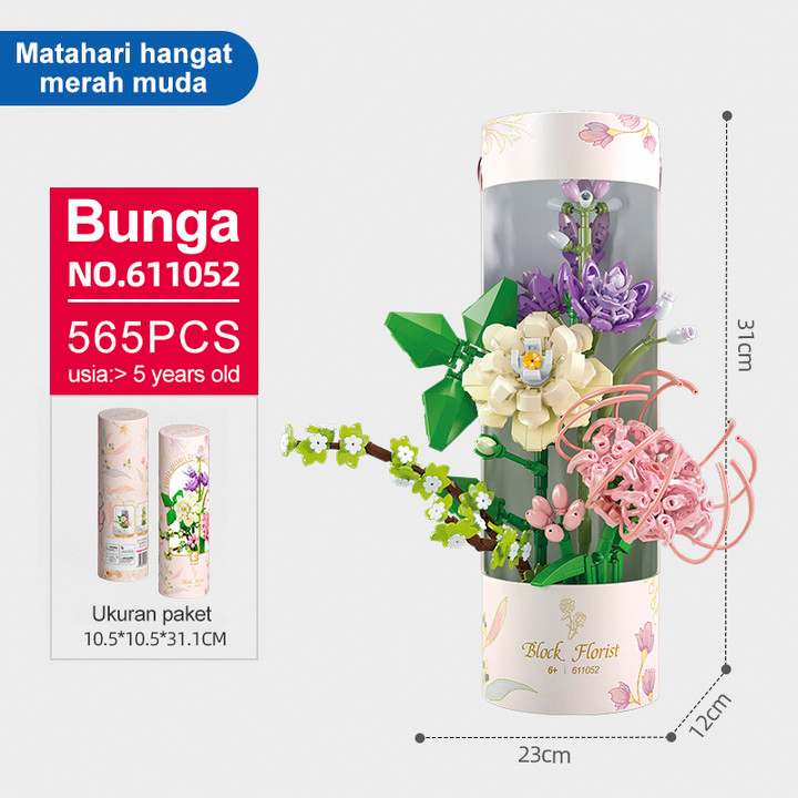 Jual Buket Bunga DIY Flower Block Mainan Balok Simulasi Tangan Memegang ...