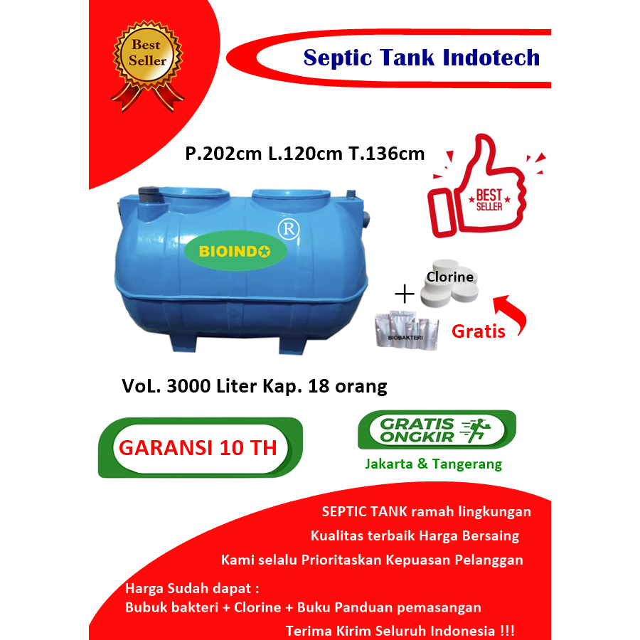 Jual septic tank bioindo biotechno 3000 liter, biofil, biotech | Shopee ...