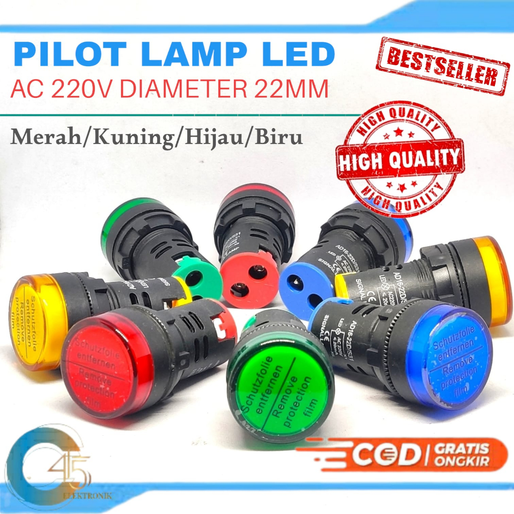 Jual Pilot Lamp LED 22mm 10A 220V Signal Lamp | Shopee Indonesia