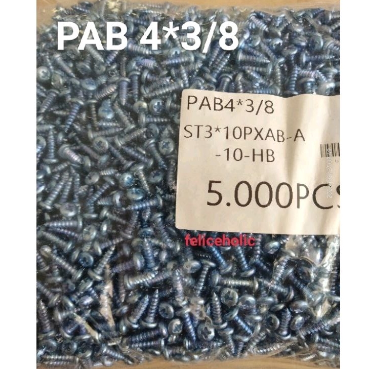 Jual (PAB 4x3/8) SEKRUP / BAUT / TAPPING KEPALA BULAT PAB 4x3/8 isi ...