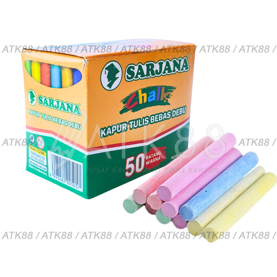 Jual Kapur Papan Tulis Blackboard Sarjana Warna / Color Chalk 50pcs - 1 ...