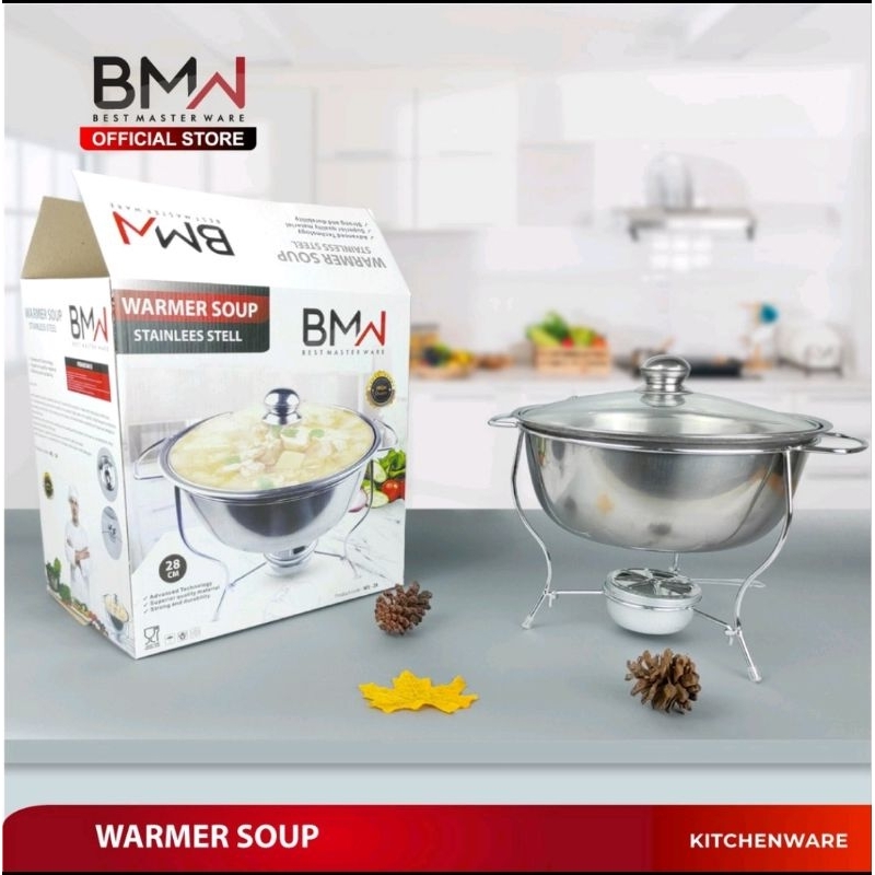Jual Soup Warmer / Pemanas Bulat Sup Stainless Steel BMW-NIZEN 25Cm ...