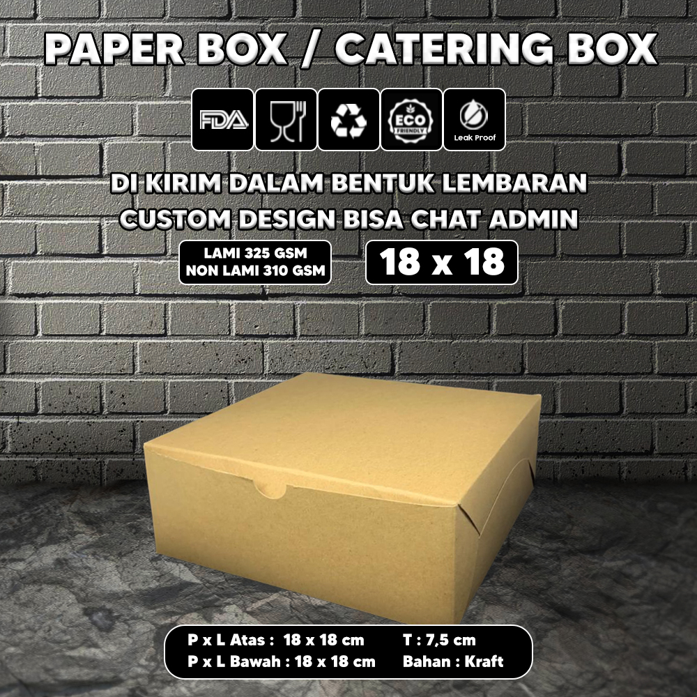 Jual DUS KOTAK KATERING TEBAL 325 GSM / CAKE / BOX KUE/ NASI 18X18 ...