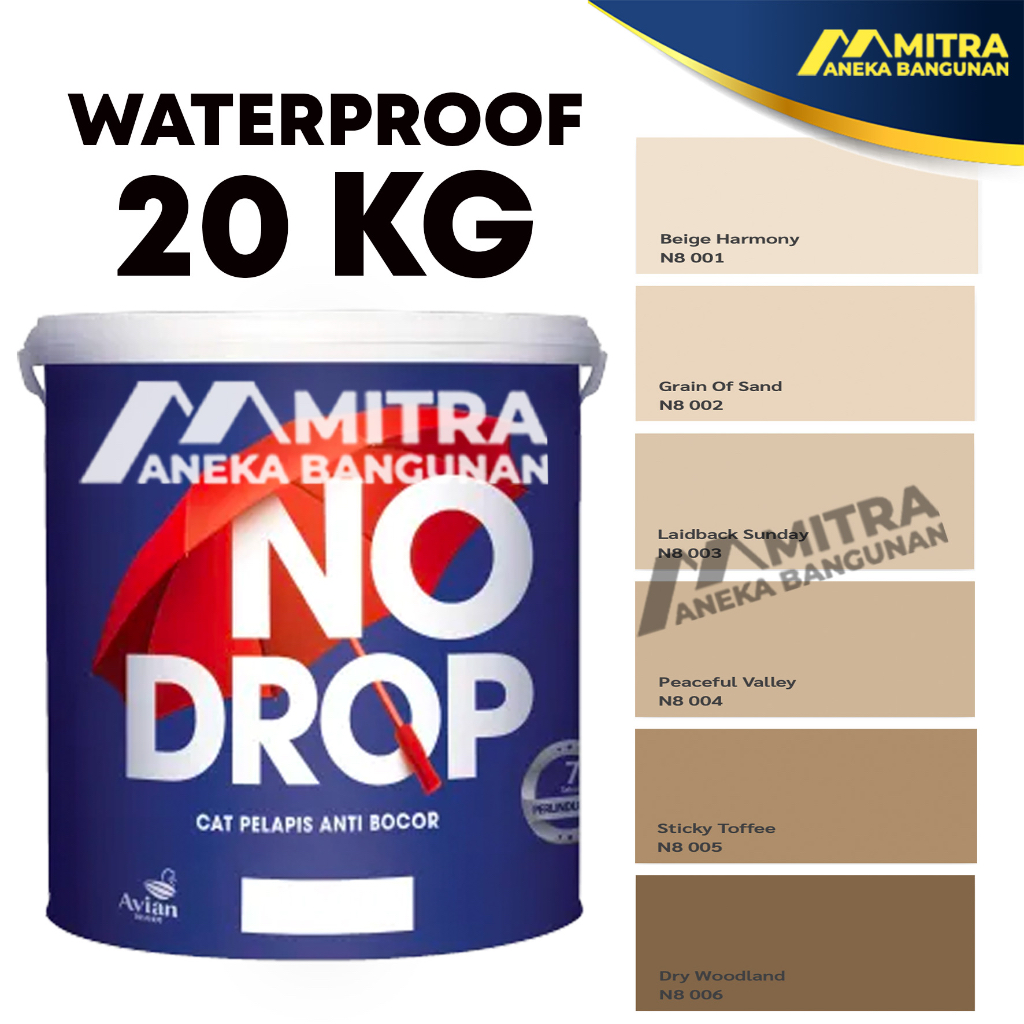 Jual CAT WATERPROOF NO DROP ANTI BOCOR 20 KG / N8 COKLAT MOCCA / WARNA ...