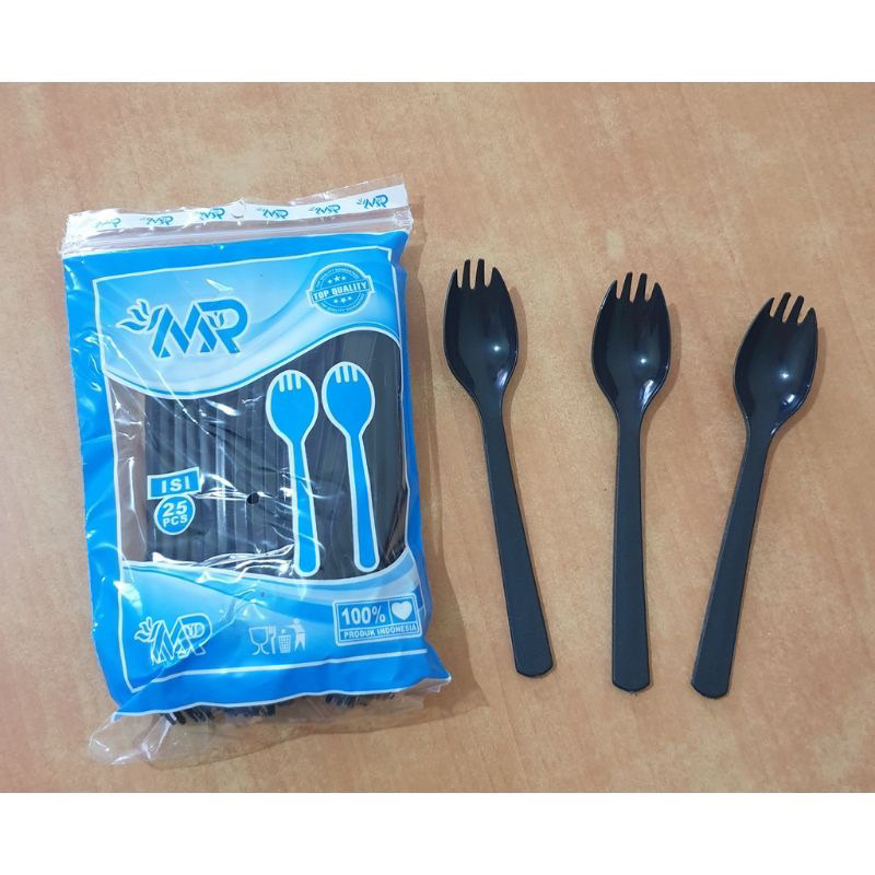 Jual (25pcs) Sendok Plastik 2 in 1/ Sendok Garpu Plastik 2 in 1 ...