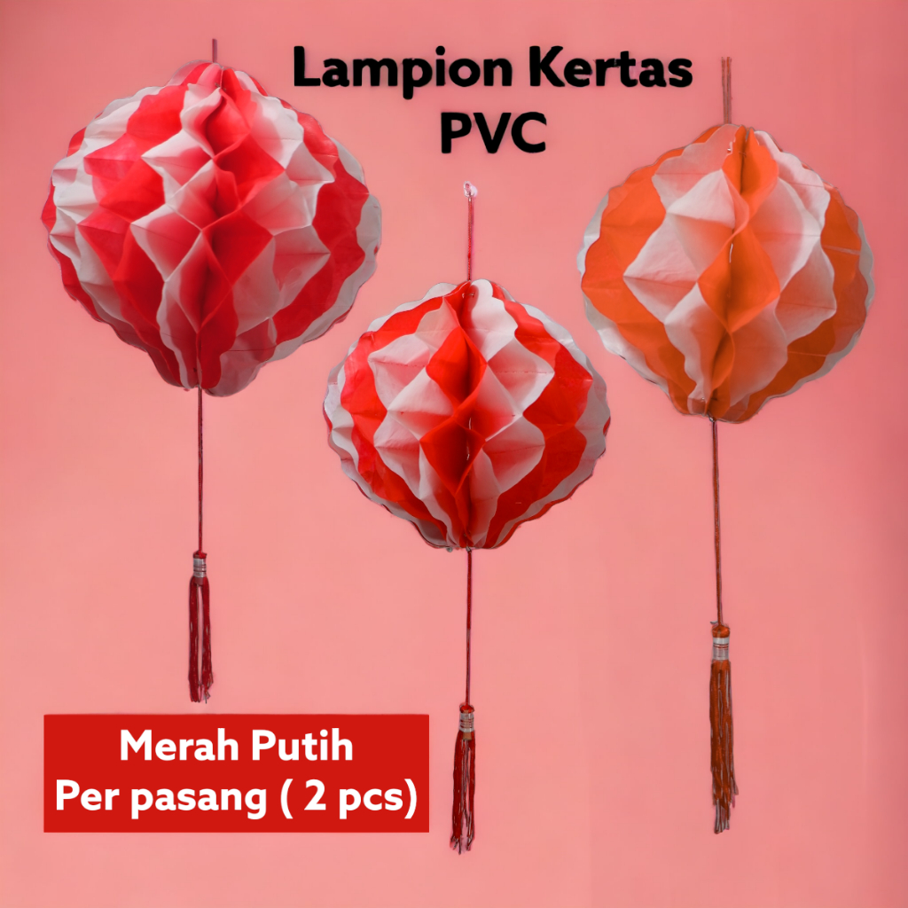 Jual Lampion Kertas Merah Putih Sepasang 2 pcs Hiasan Dekorasi HUT ...