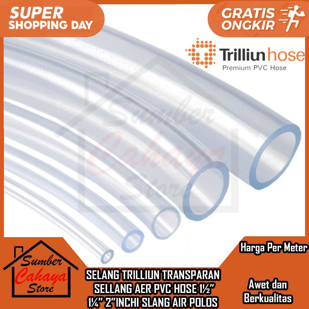 Jual SELANG TRILLIUN TRANSPARAN SLANG AIR TRILIUN POLOS BENING PLASTIK ...