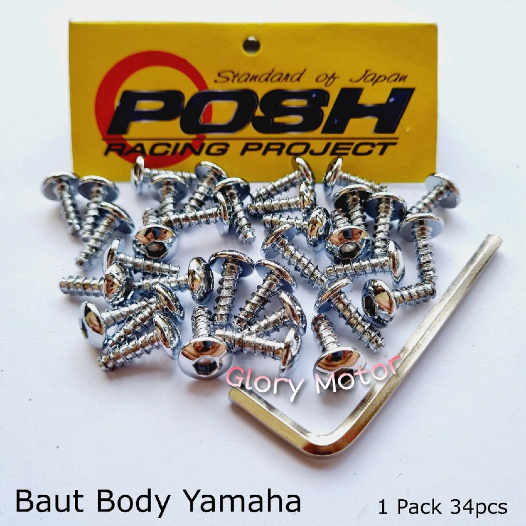 Jual Baut Body Secrup Chrome POSH 34pc Free Kunci L4 | ready untuk ...