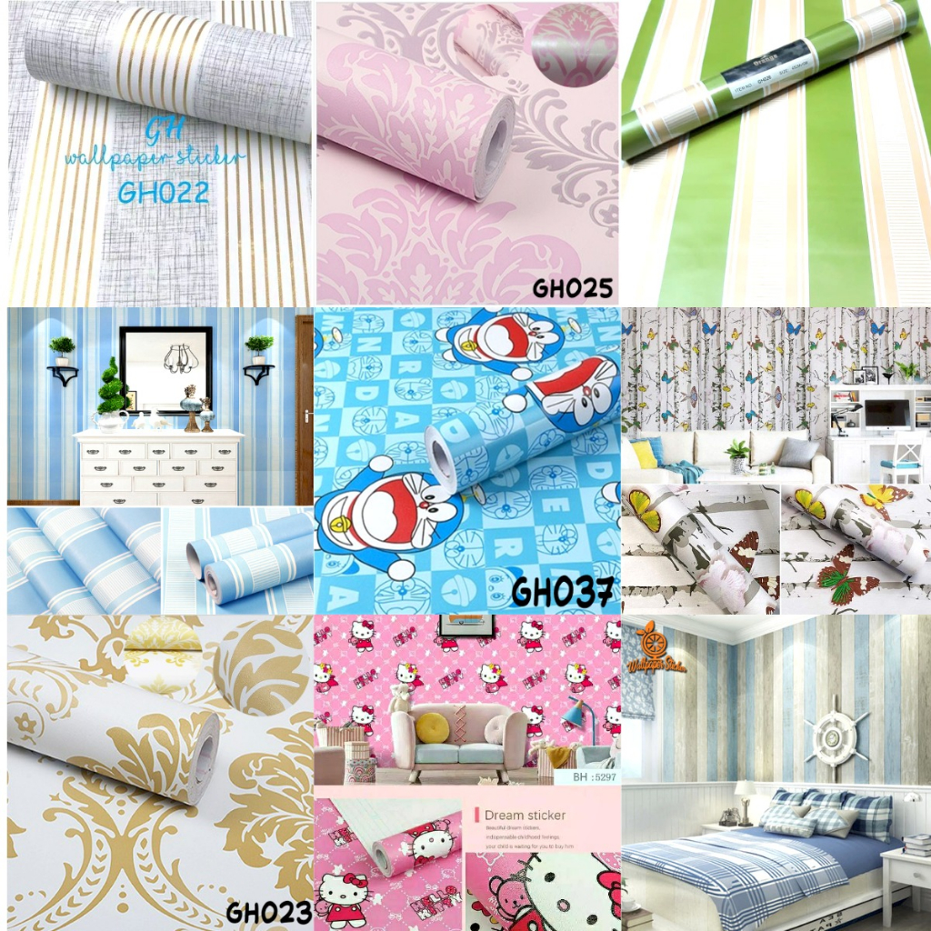 Jual TERBARU Wallpaper Salur Hijau Garis Batik Premium New Motif Dan Karakter Premium 45cm X 8m ...