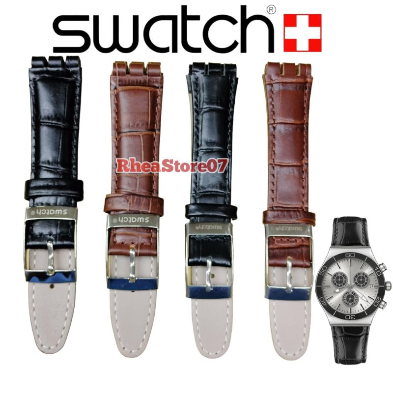 Jual Strap Tali Jam Tangan Swatch Kulit 17 Mm Dan 19mm Shopee Indonesia