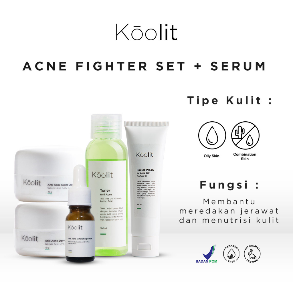 Jual Koolit Acne Fighter Set + Serum (Paket Isi 5) | Mengatasi Jerawat ...