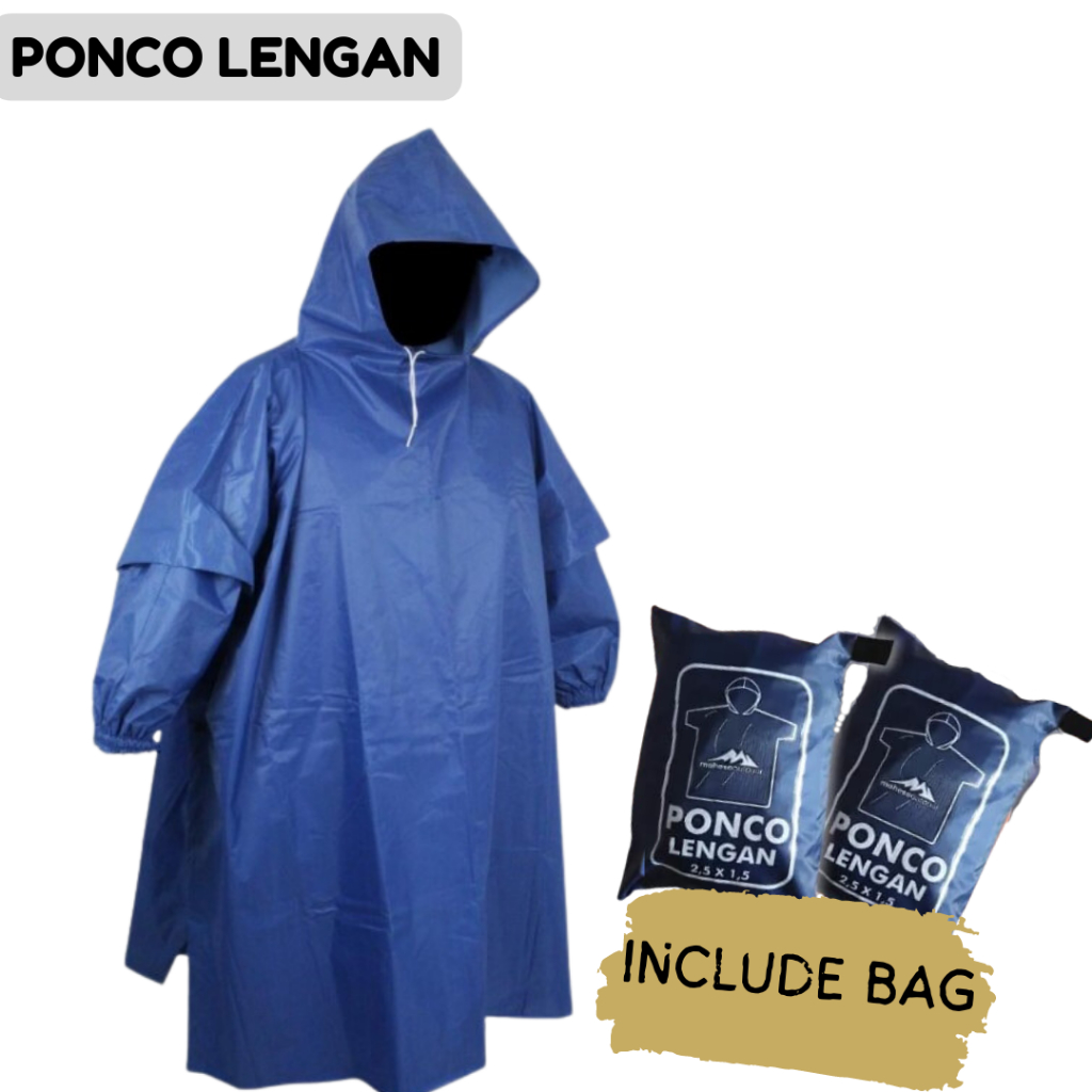 Jual Jas Hujan Ponco Lengan Panjang Pria Wanita Dewasa Waterproof Mantel Hujan Jumbo Outdoor ...