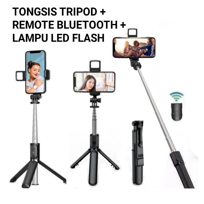Jual Tongkat Selfie Tongsis Lampu LED Tripod Bluetooth Remote Shutter ...