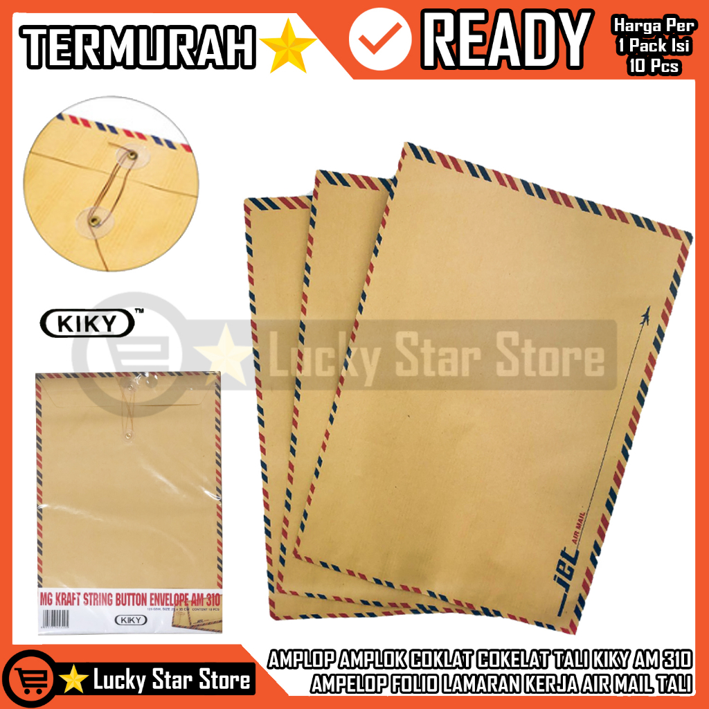 Jual KKY Kertas Polio AM 310 Map Amplop Coklat Bergaris Tali Pack Isi ...