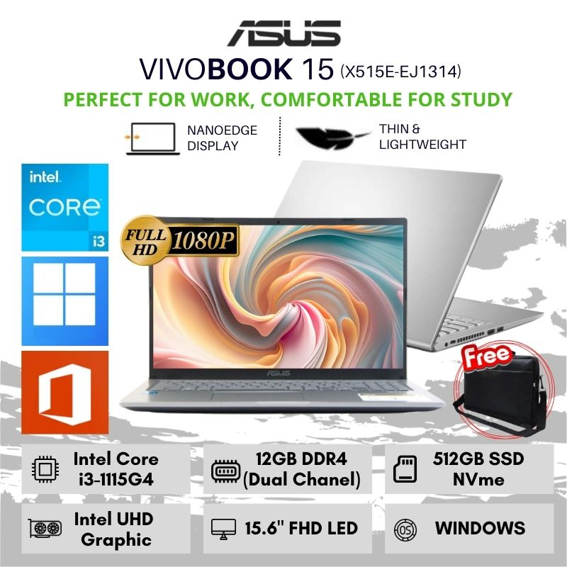 Jual LAPTOP ASUS X515E-EJ1314 CORE i3 GEN 11 SSD 512GB 12GB LAYAR FHD ...