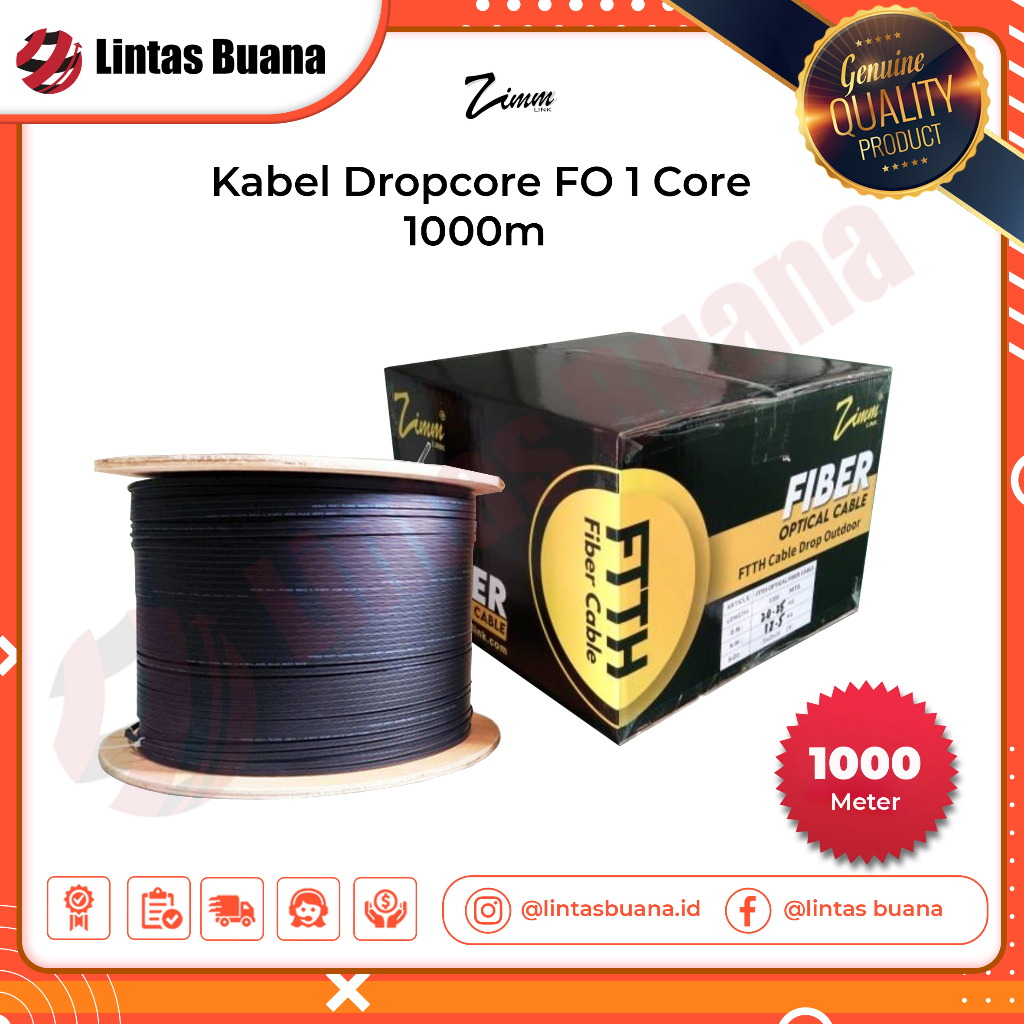 Jual Kabel Dropcore 1 Core 1000 Meter Kabel Fiber Optik 1000m FTTH ...