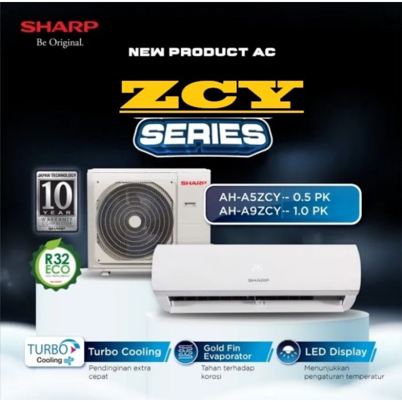 Jual AC SHARP AH-A5ZCY / A5ZEY NEW 1/2PK 344WATT LOW WATT + PASANG DEPOK AH-A5ZEY | Shopee Indonesia