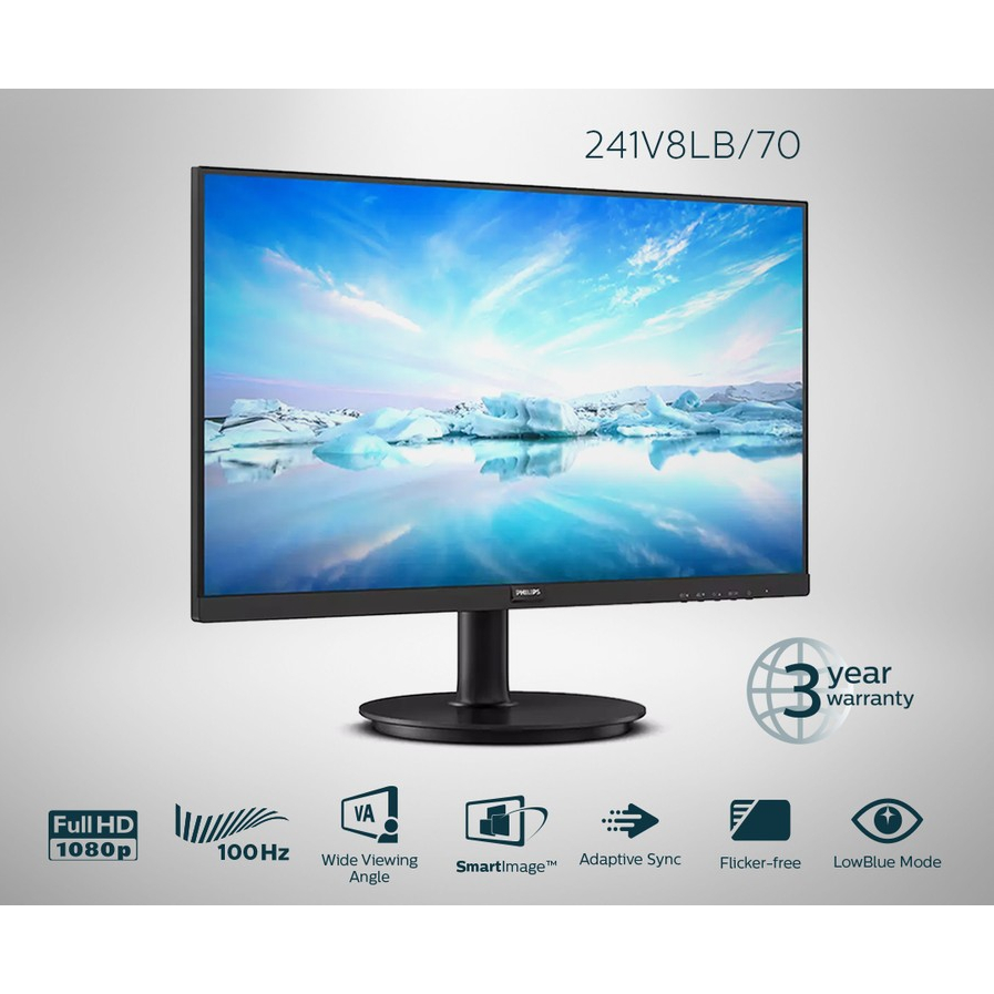 Jual Monitor LED Philips 241V8LB 24" VA FHD 1080p 100Hz VGA HDMI VESA ...