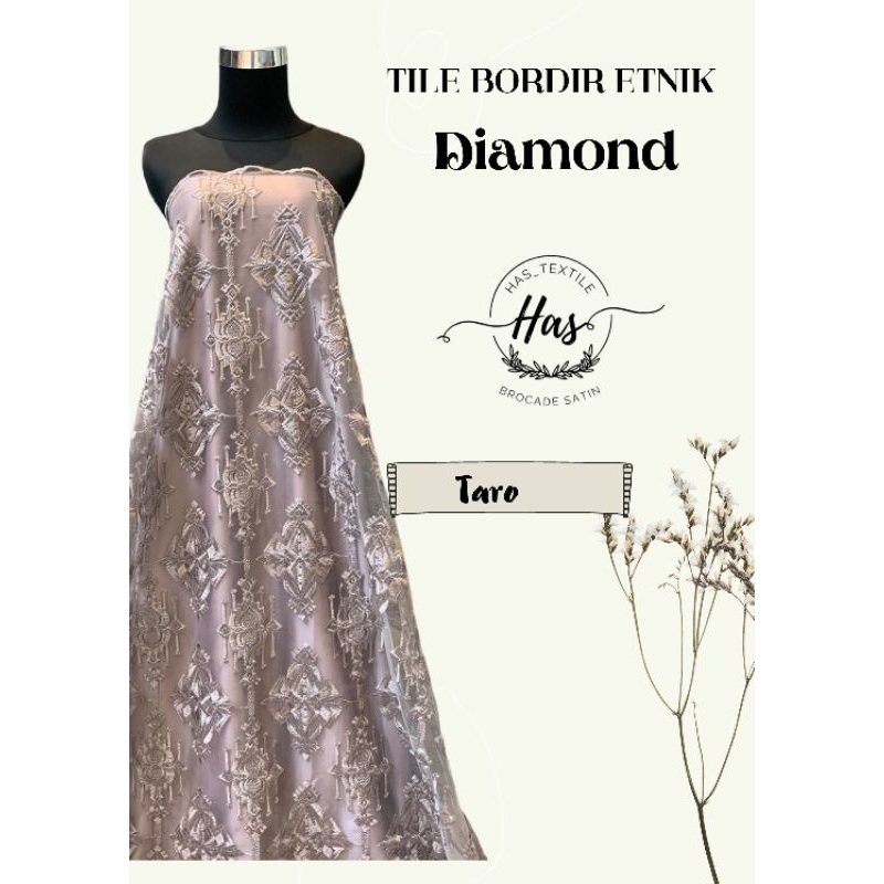 Jual Bahan Kain Brokat Tile Etnik Keraton Diamond Warna Ungu Taro ...