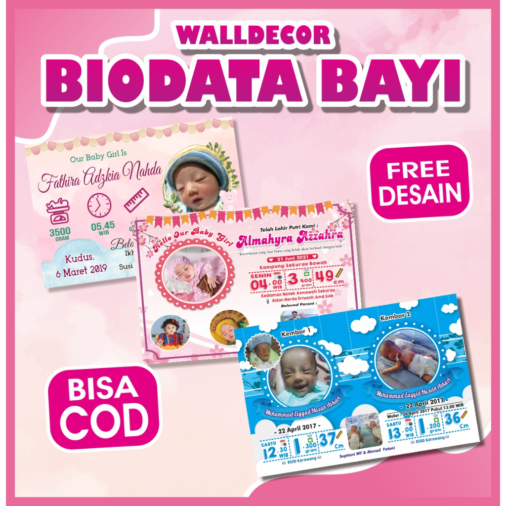 Jual Wall Decor 20x30 Biodata Bayi Baby New Born Hiasan Dinding Bayi ...