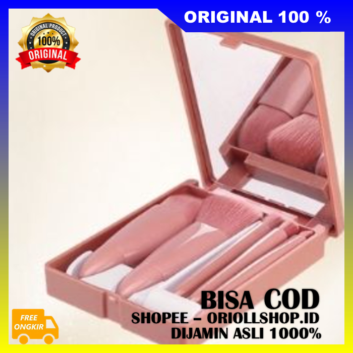 Jual Kit Kuas Kuas rias portable paket lengkap Mini Make Up Brush Kit 5in1 Kuas Lembut 100% ASLI ...
