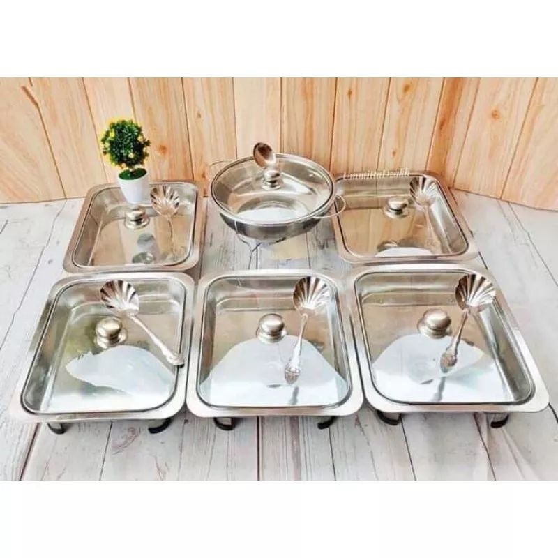Jual Set Prasmanan Fast Food Stainless Tutup Full Kaca Stove Bulat Irus ...