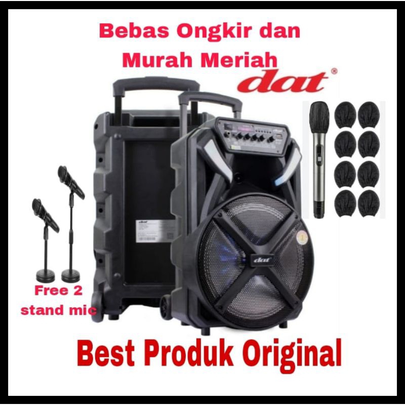 Jual SPEAKER PORTABLE WIRELESS SPEAKER KARAOKE DAT 1210 FT X2 ECO ...