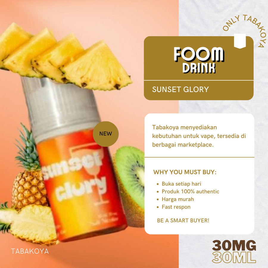 Jual FOOM SUNSET GLORY LIQUID SALT 30MG 30ML DRINK SERIES BY VAPOR MANIA | Shopee Indonesia