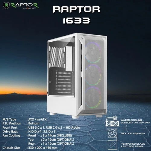 Jual Casing Gaming Raptor 1633 + 3 Fan RGB | Shopee Indonesia
