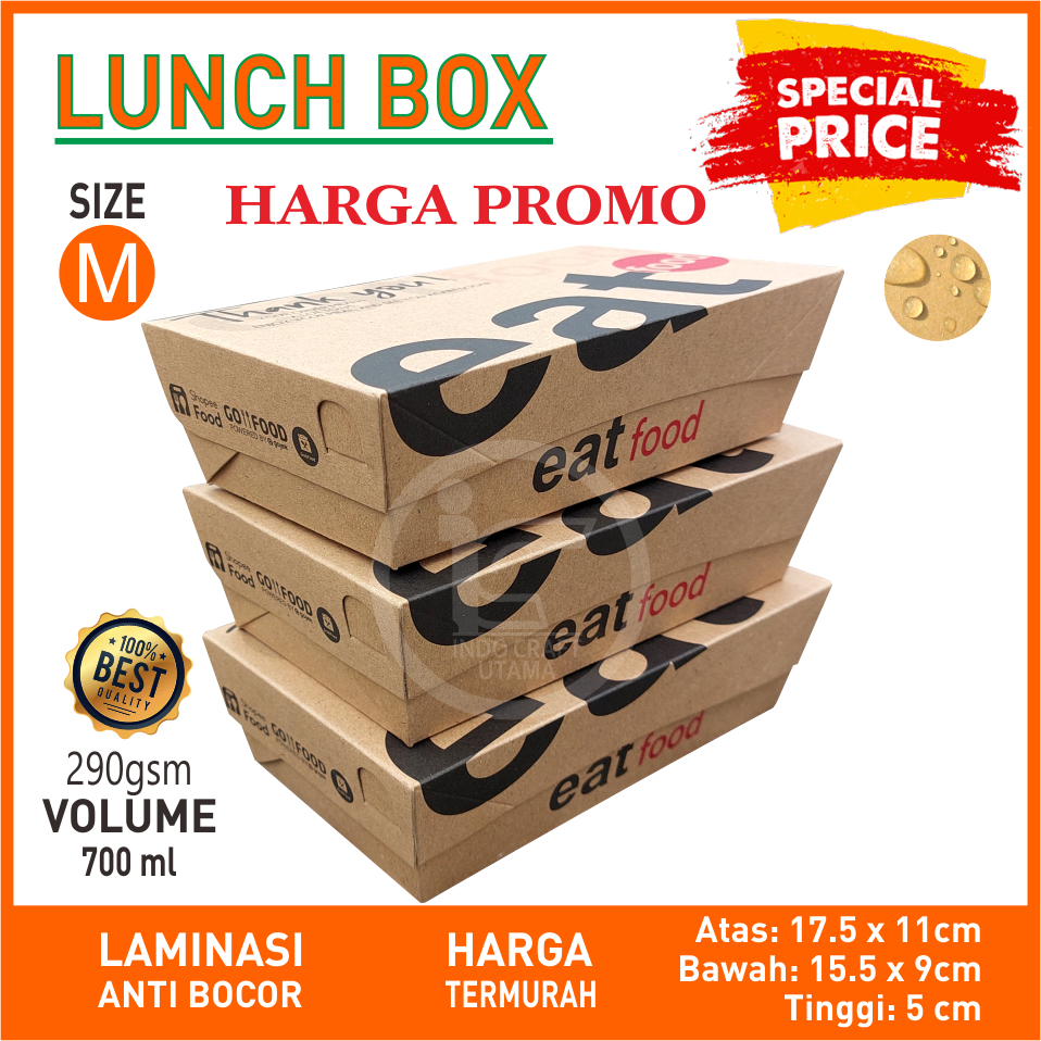 Jual DUS M CETAK COKLAT/ Lunch Box Cetak Craft Size M Kotak Makan ...