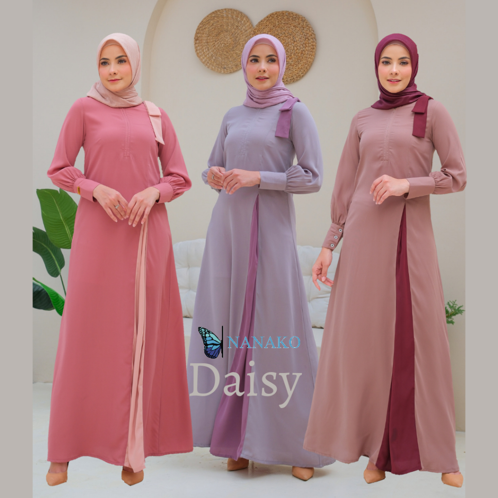 Jual Gamis Daisy Size Premium Dress muslim Fashion muslim Dress pesta dan kondangan kain Montana ...