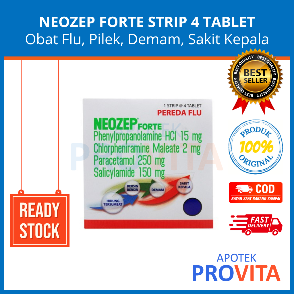 Jual NEOZEP FORTE STRIP 4 TABLET - Obat Flu / Pilek / Demam / Sakit ...