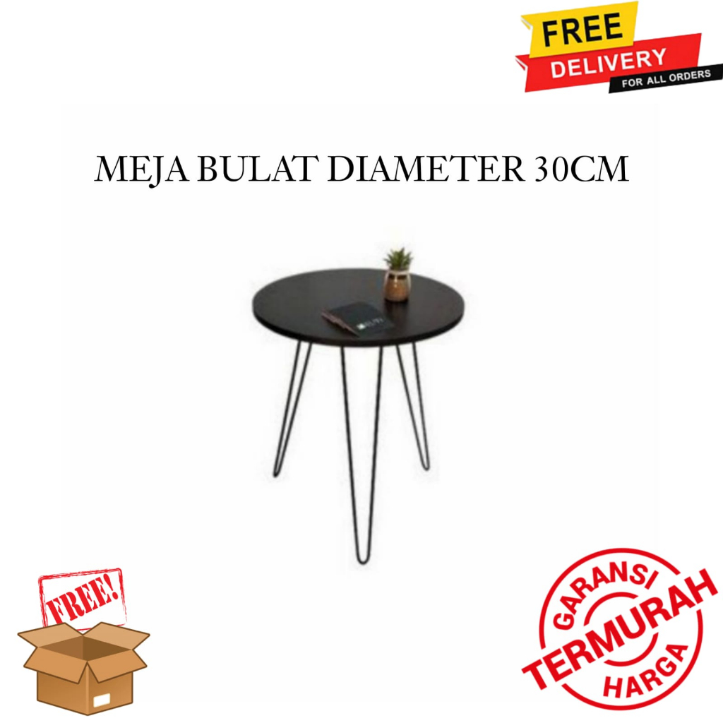Jual Meja Bulat HITAM Mini 30 cm/ Mini Meja Kopi Teras / Tamu / Cafe ...