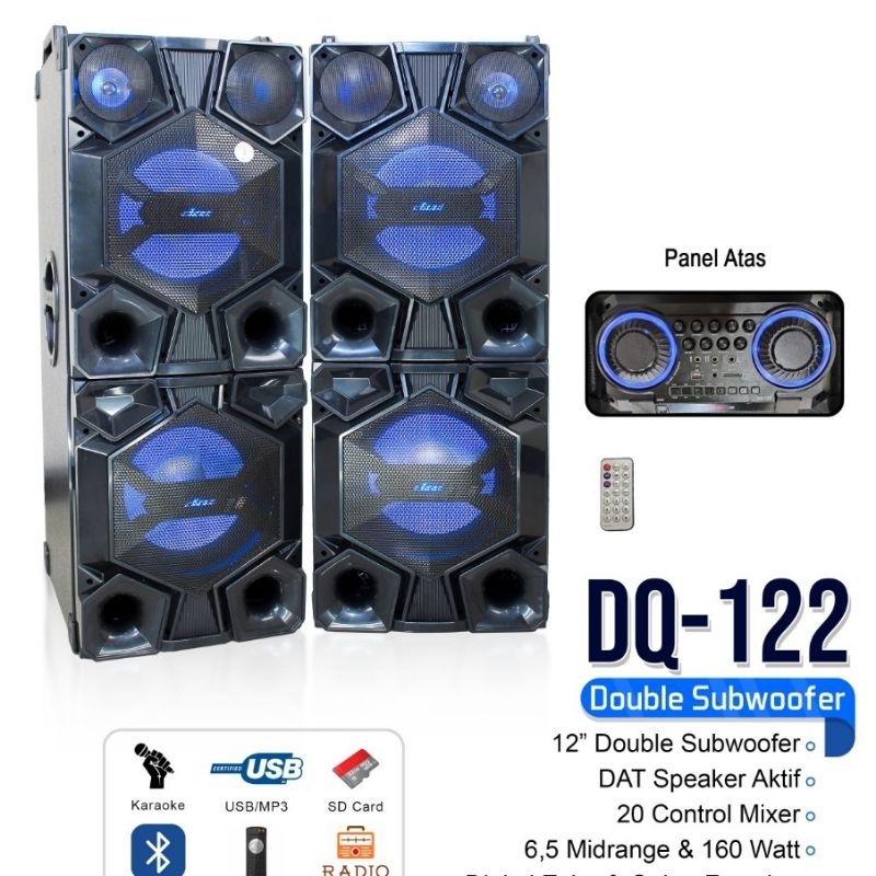 Jual Speaker Aktif DAT DQ 122 Bluetooth Double 12 inch x4 Sound System ...