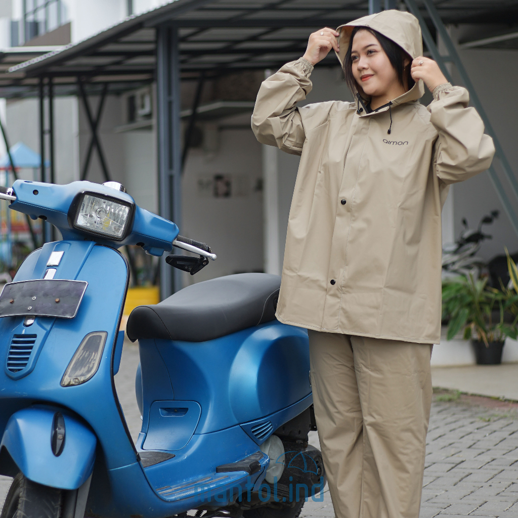 Jual Jas Hujan Pria Wanita Setelan Jaket Celana Original Aimon Tebal Awet Elastis Anti Rembes ...
