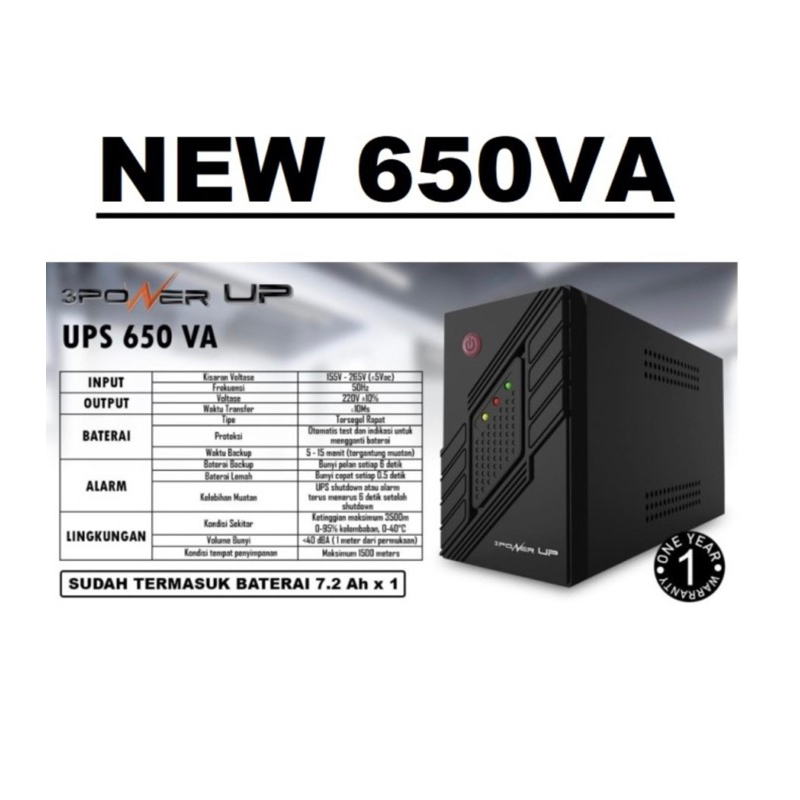Jual Ups Power up 600Va 650Va. ups +stabilizer, backup dan stabil utk perangkat komputer agar ...