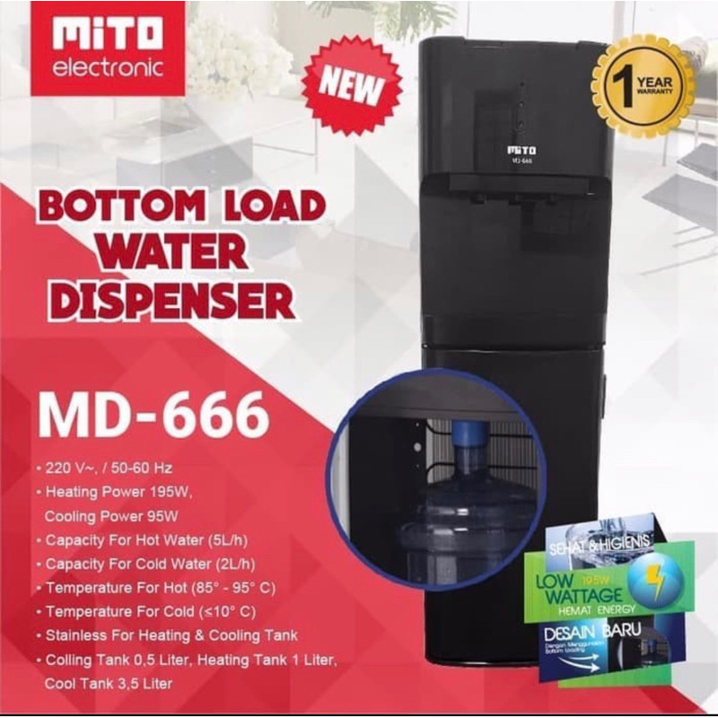 Jual MITO Water Dispenser Bottom Loading MD666 - Dispenser Mito Galon ...