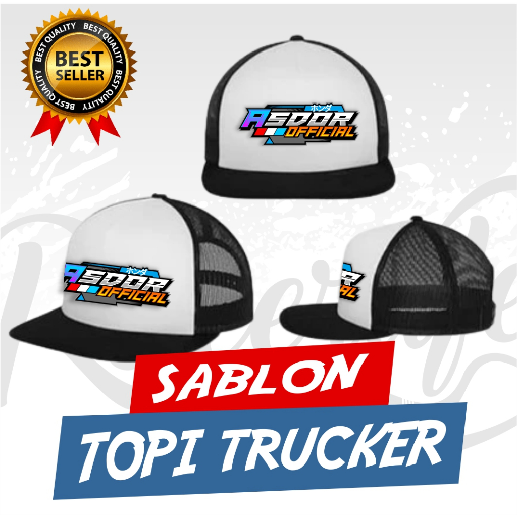 Jual sablon topi trucker jaring logo gambar desain custom satuan ...