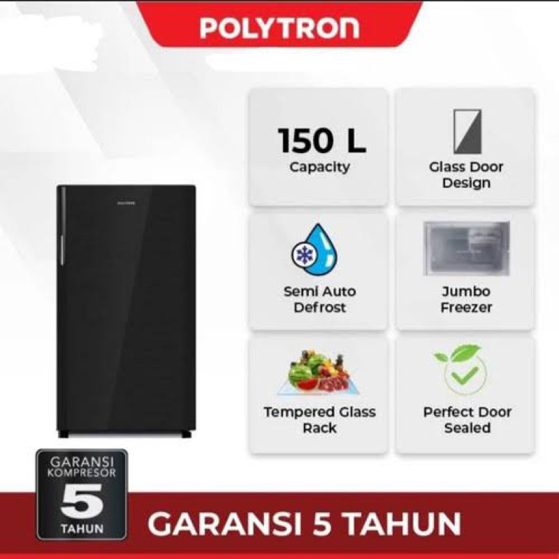 Jual KULKAS POLYTRON PRA 15 DMY 1 Pintu 150 Liter | Shopee Indonesia
