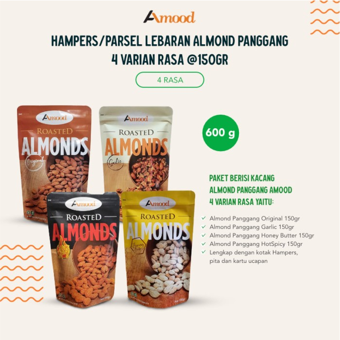 Jual PAKET ALMOND PANGGANG AMOOD 4 VARIAN RASA 150GR | Shopee Indonesia