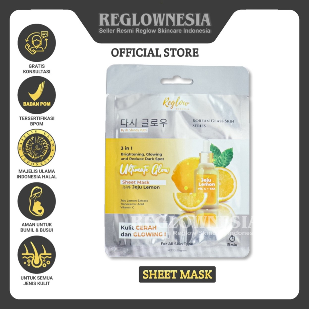 Jual Reglow Sheet Mask 3in1 Ultimate Glow dr. Shindy skincare masker ...