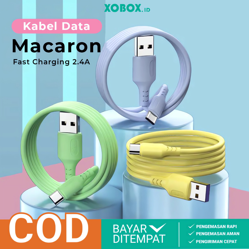 Jual Kabel Data Macaron Fast Charging 2.4A Metalic Finishing 1 Meter ...