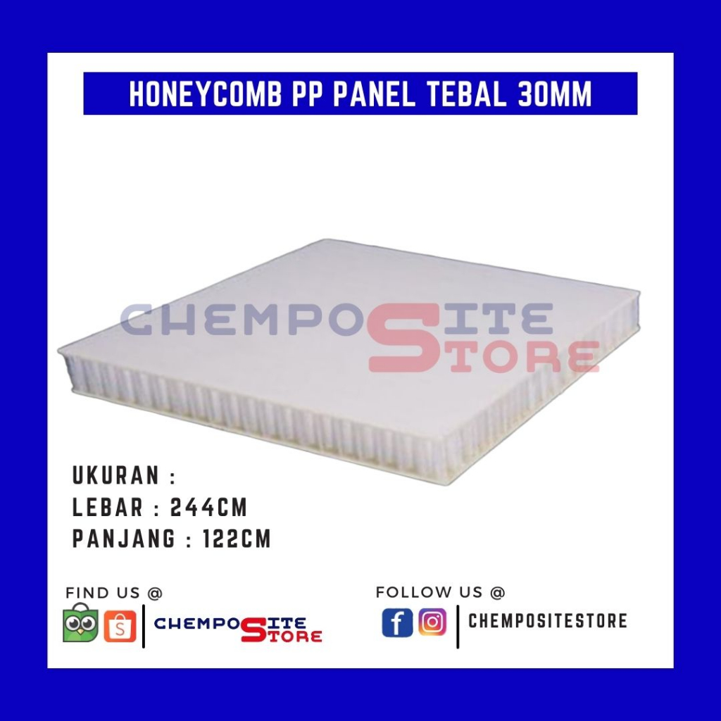 Jual honeycomb PP panel composite fiberglass tebal 30MM (122X244 ...