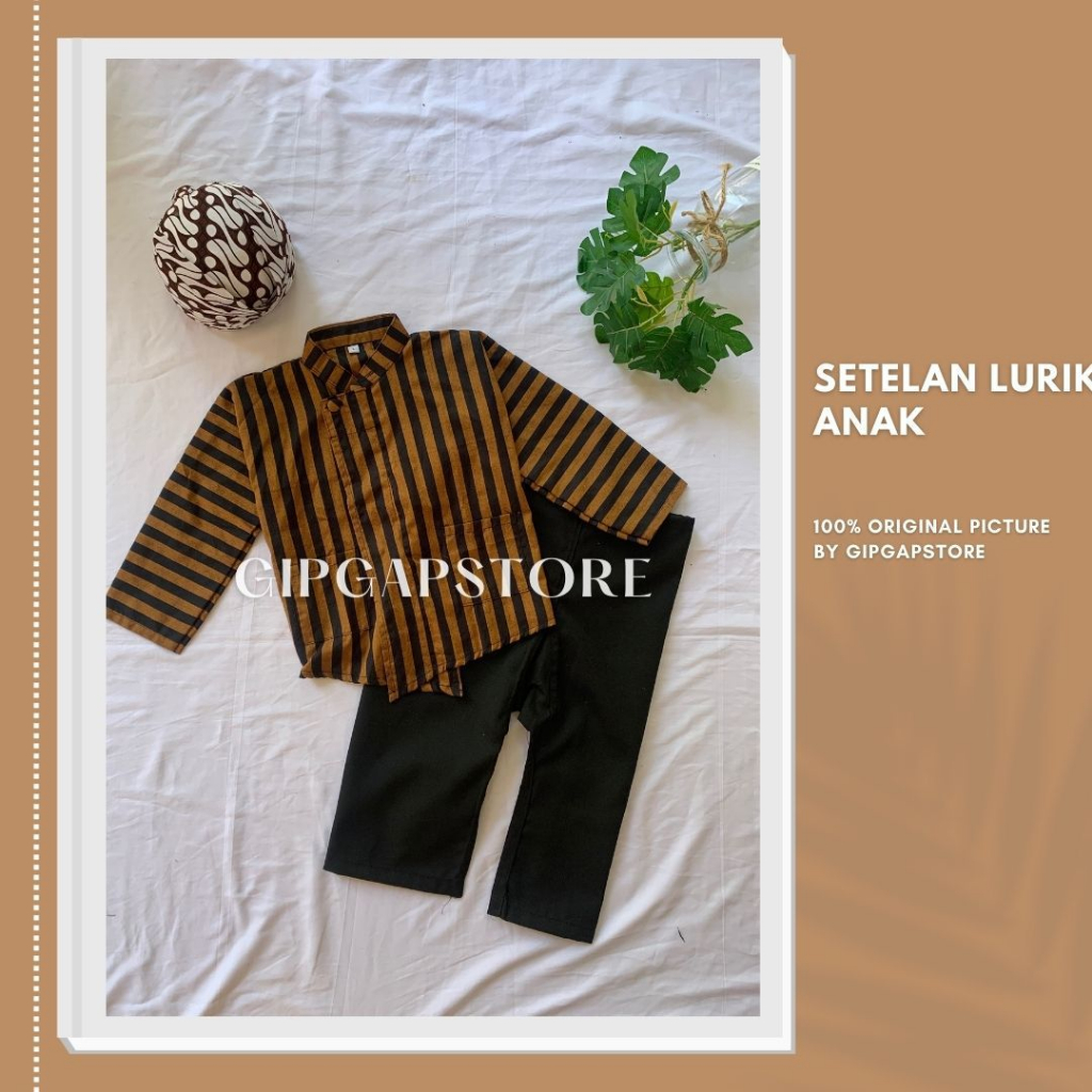 Jual Setelan Surjan Lurik Anak - Baju+Celana Hitam+Blangkon - Baju Adat ...