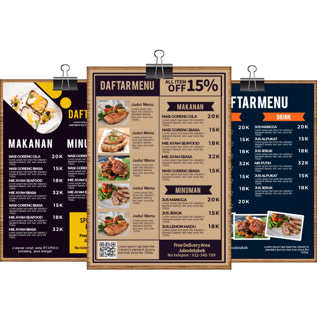 Jual Desain Daftar Menu Makanan & Minuman /Restoran/RUmah Makan ...