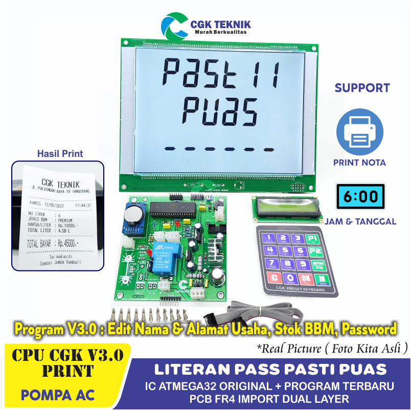 Jual CGK TEKNIK - PAKET CPU PERTAMINI POM MINI CGK V3.0 PRINT + KEYPAD MEMBRANE + LCD1602 + LCD ...
