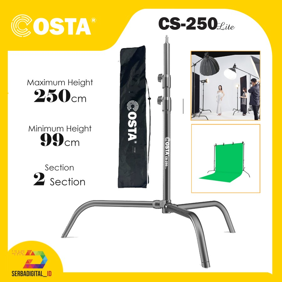 Jual COSTA CS-250 Lite C-Stand Alumunium Alloy Profesional Stand Light ...